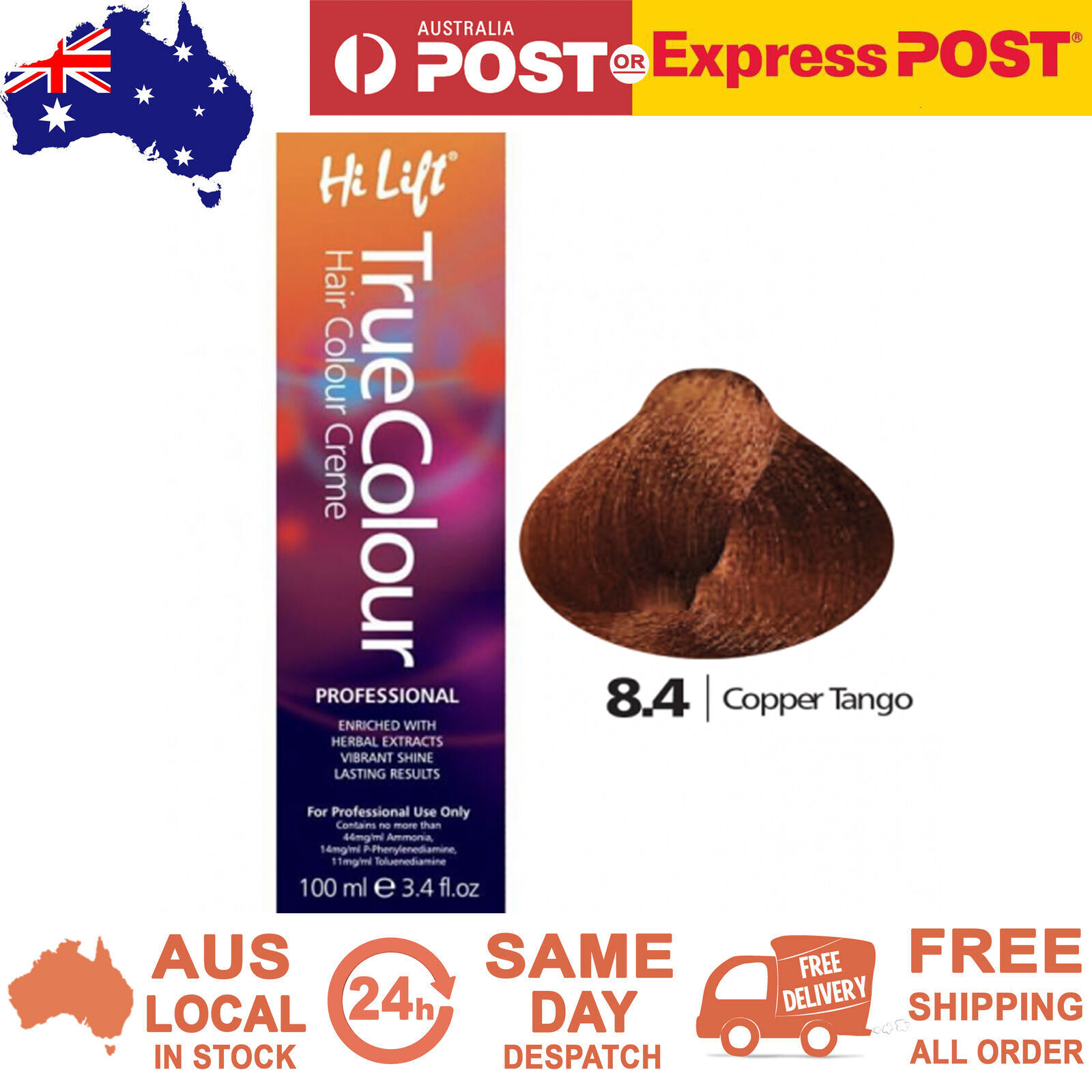 Hi Lift True Colour Permanent Hair Dye Cream Color 8.4 Copper Tango ...
