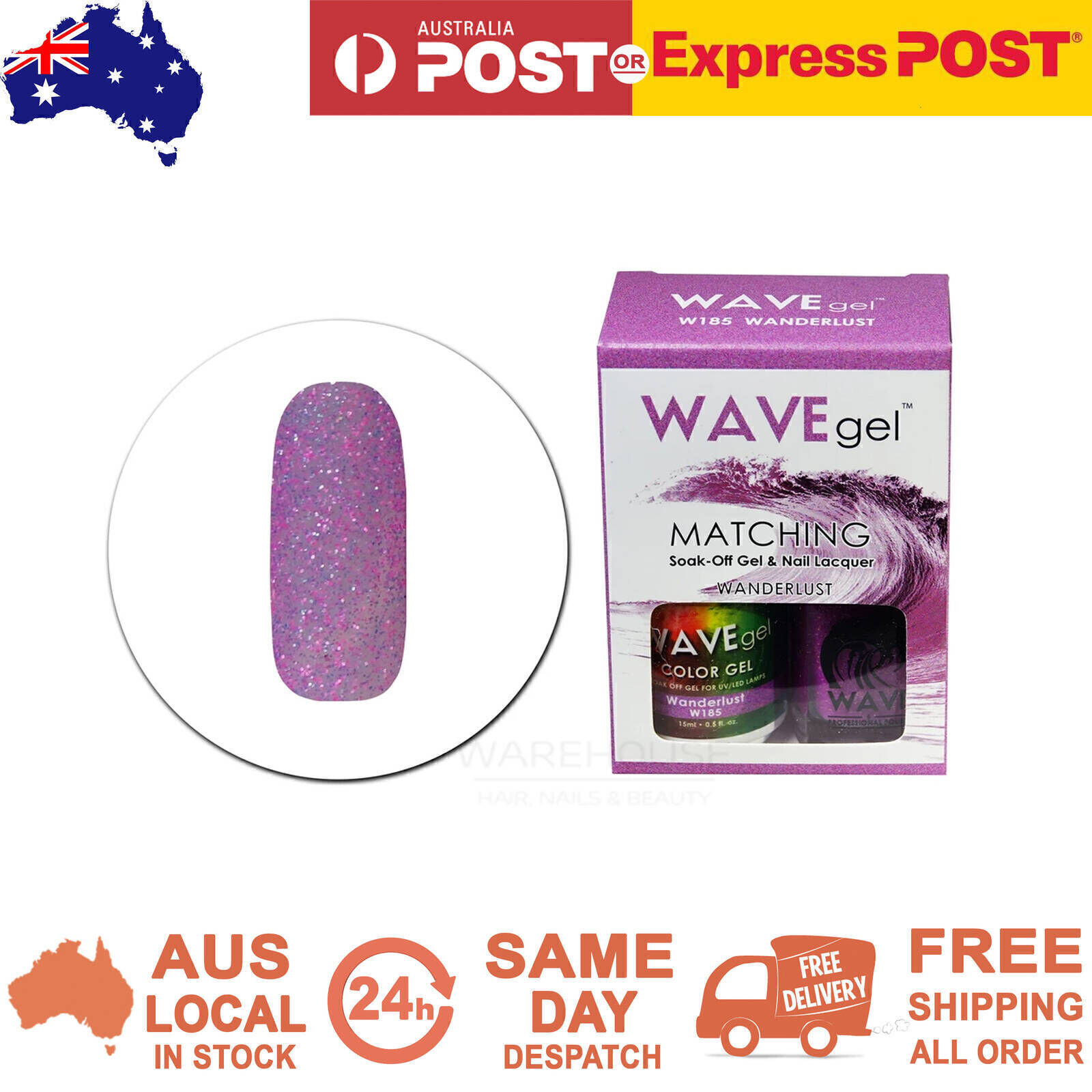 Wave Gel Polish UV LED & Nail Lacquer Enamel Duo 185 W185 Wanderlust 15ml